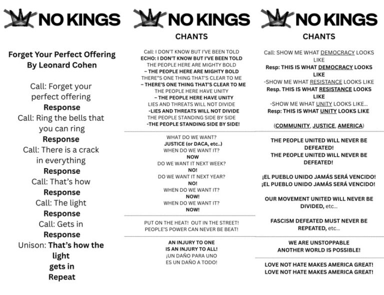 No Kings Songs and Chants! – Indivisible Benton County